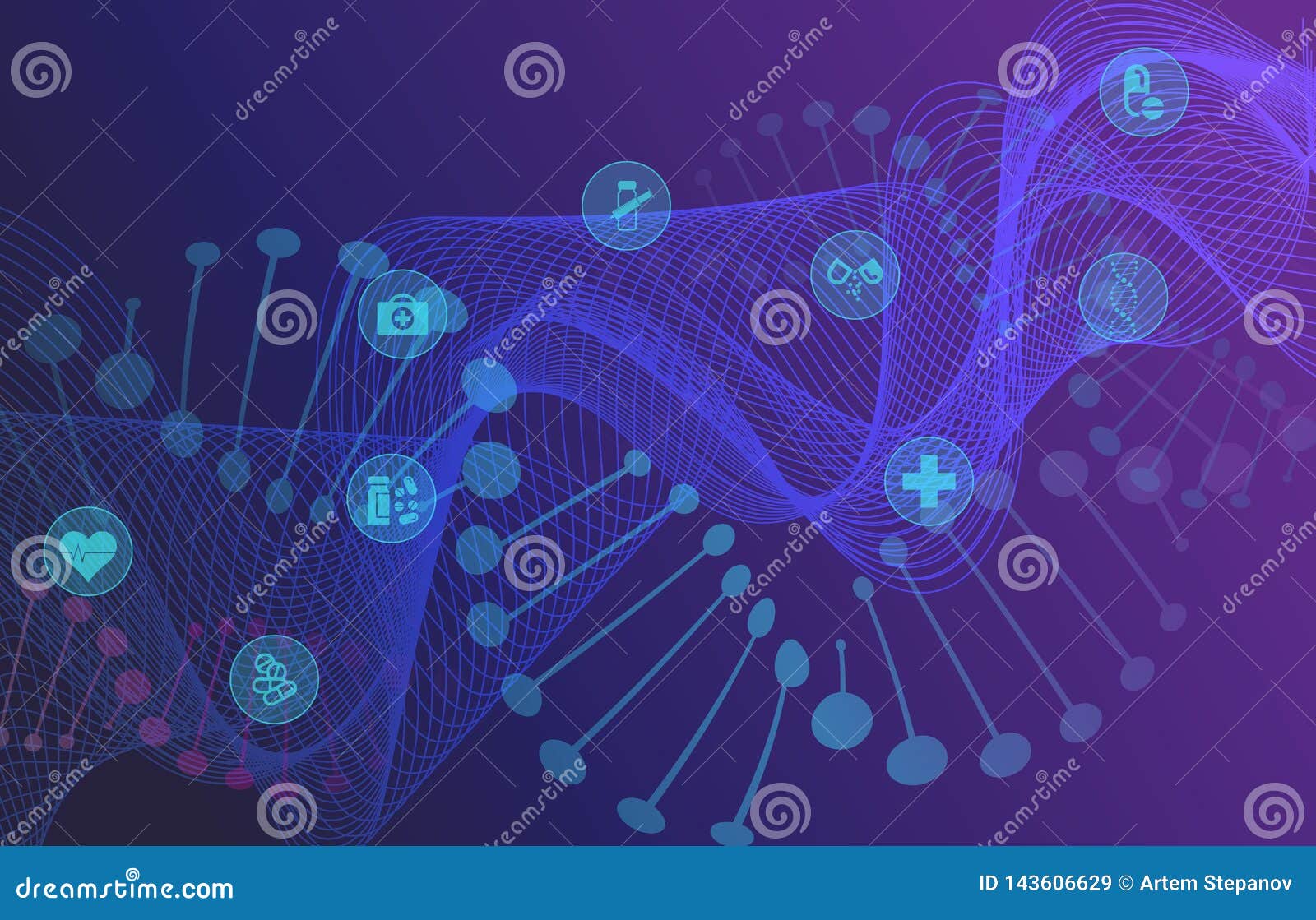 Big Data Visualization with DNA Helix and Medical Icons Stock Vector ...