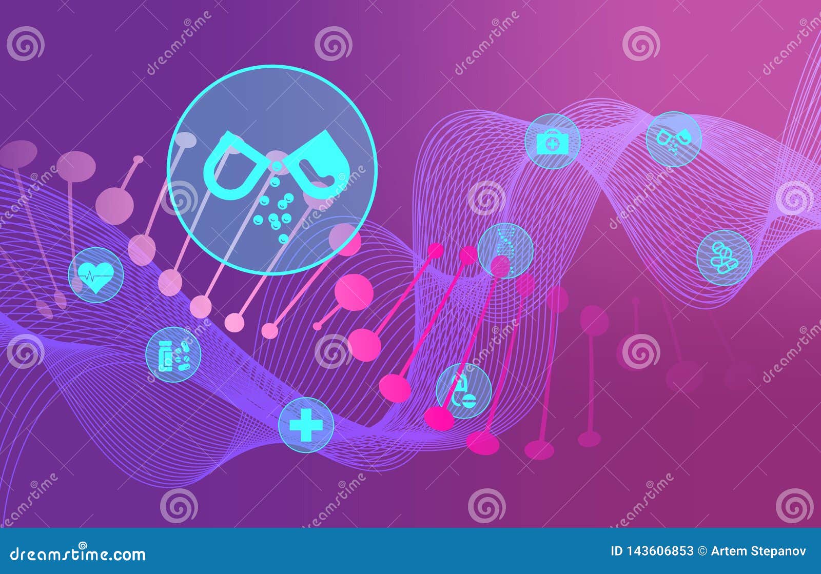 Big Data Visualization with DNA Helix and Medical Icons Stock Vector ...