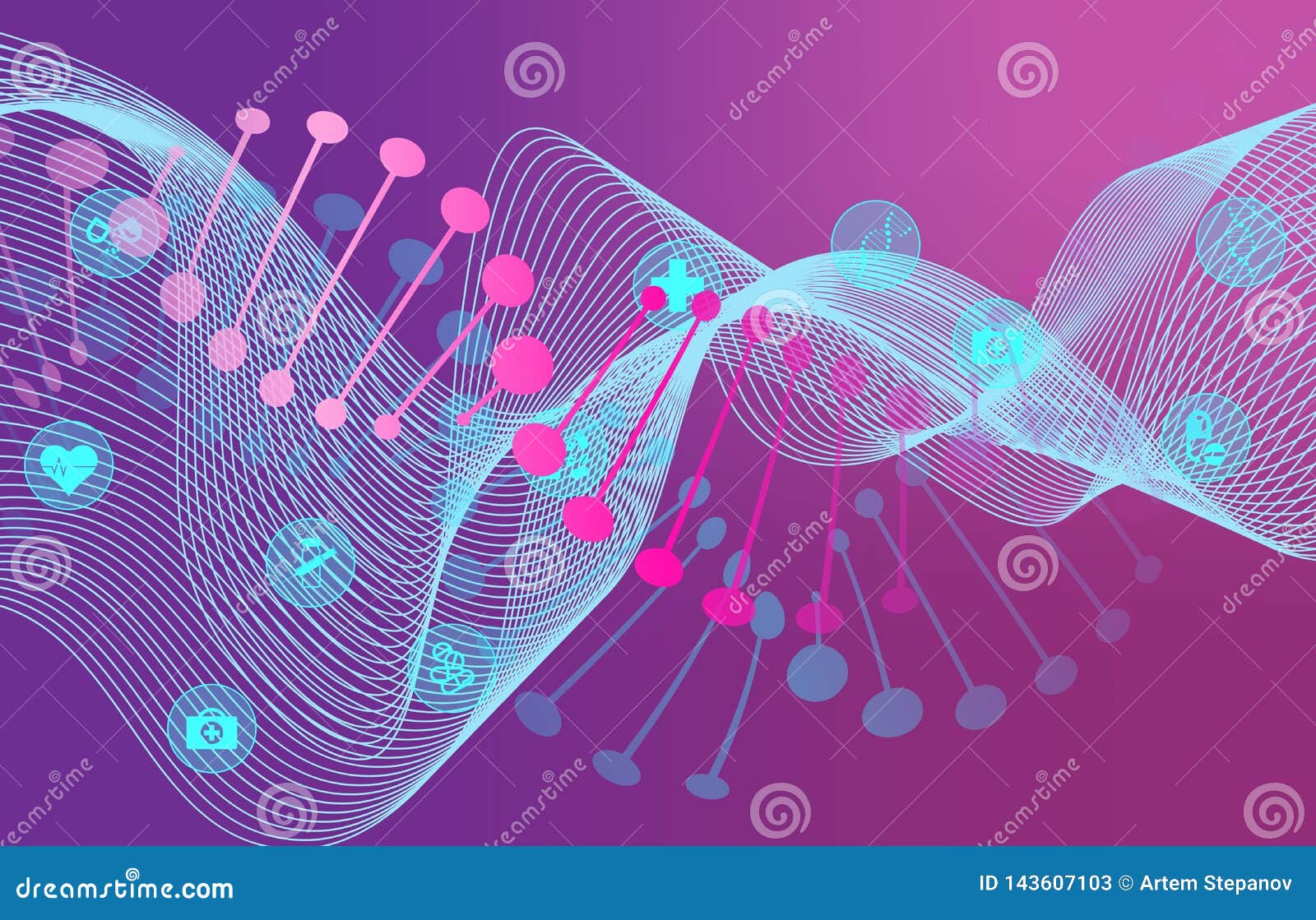 Big Data Visualization with DNA Helix and Medical Icons Stock Vector ...
