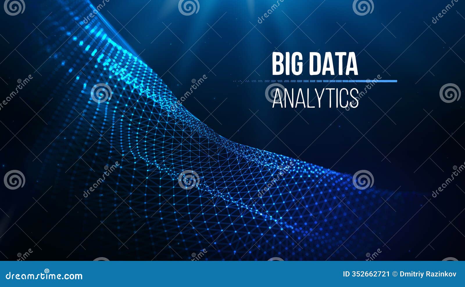 Big Data Visualization with a Dynamic Blue Grid. Data Connect Dots Technology Background Vector ...