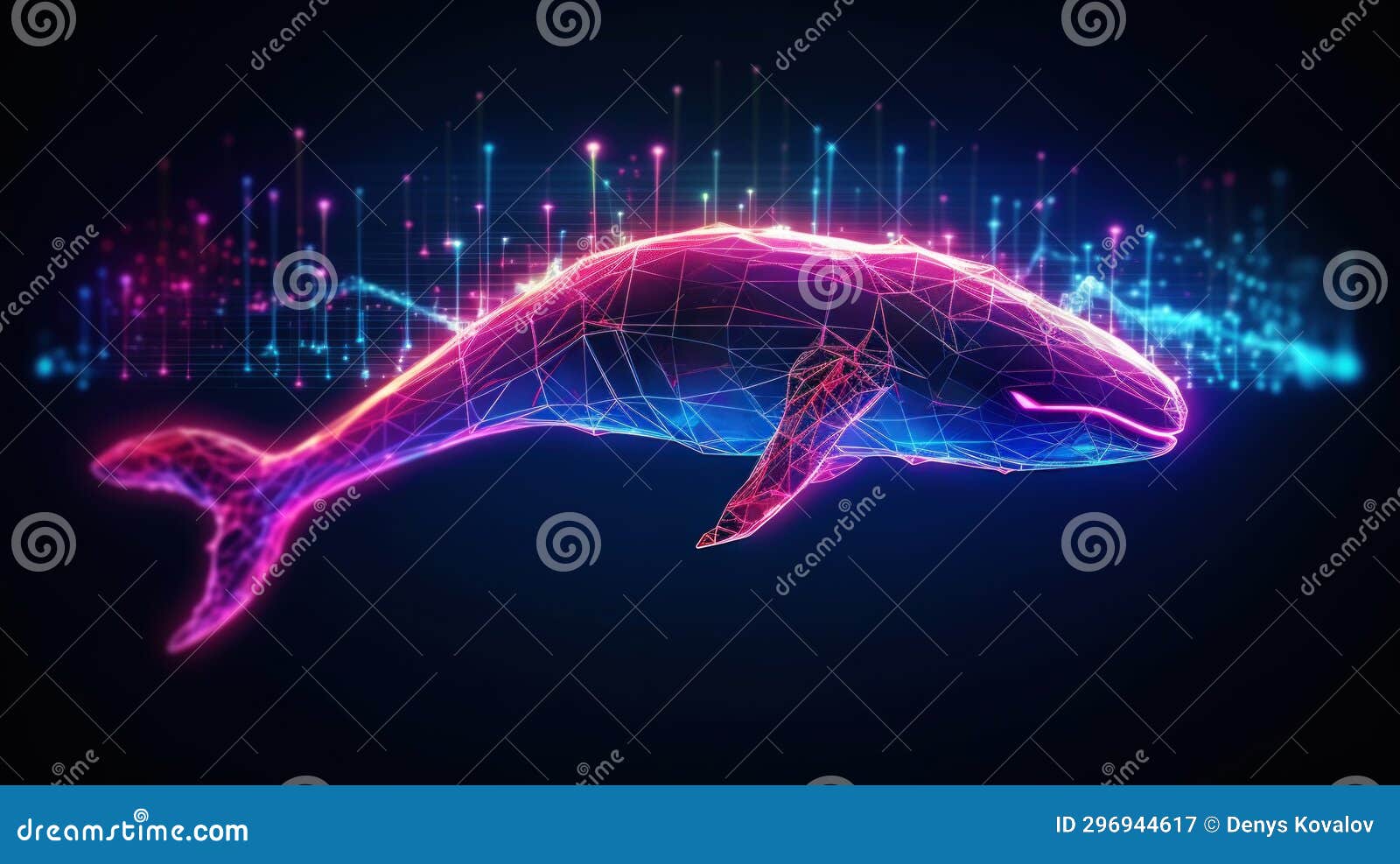 Big Data Visualization. Flight of a Digital Whale in Neon Colors ...