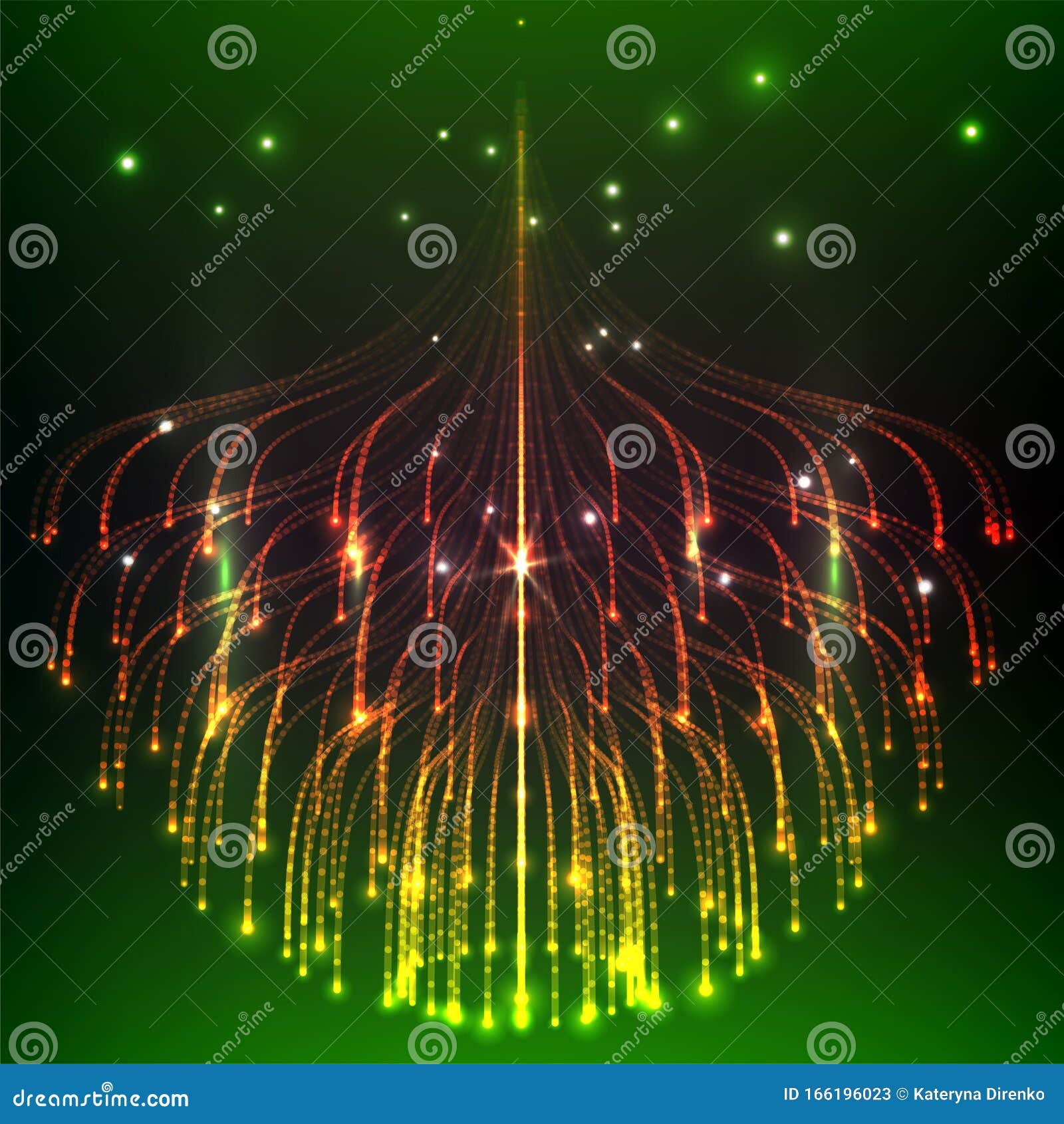 Big Data Visualization Fractal Element With Lines And Dots Array Big