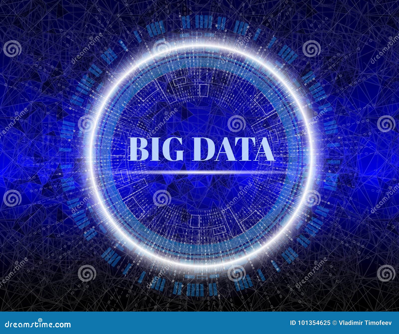 Big Data Visualization Fractal Element With Lines And Dots Array Big