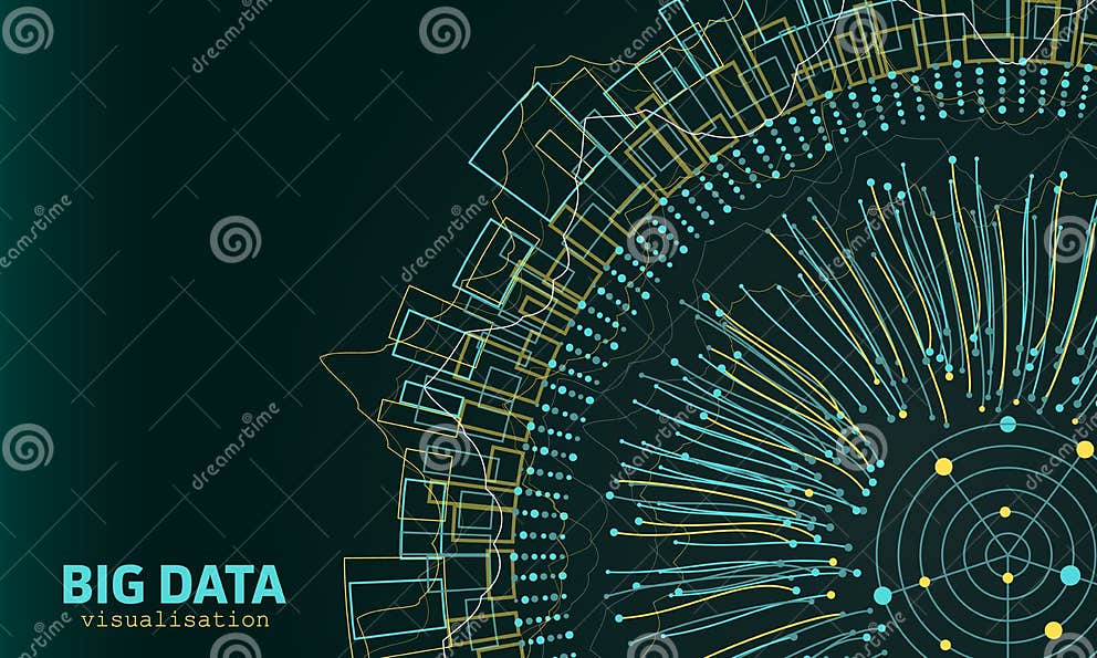 Big Data Visualization. Fractal Elements with Lines and Dots Array ...