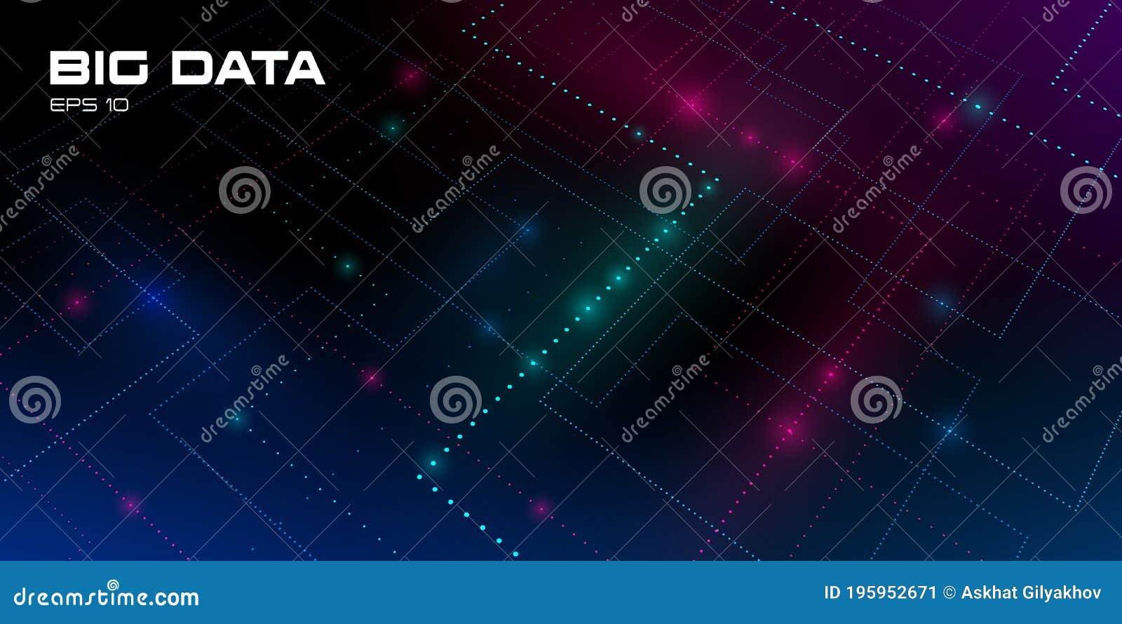 Big Data Visualization. Futuristic Background with Tracks of Glowing ...