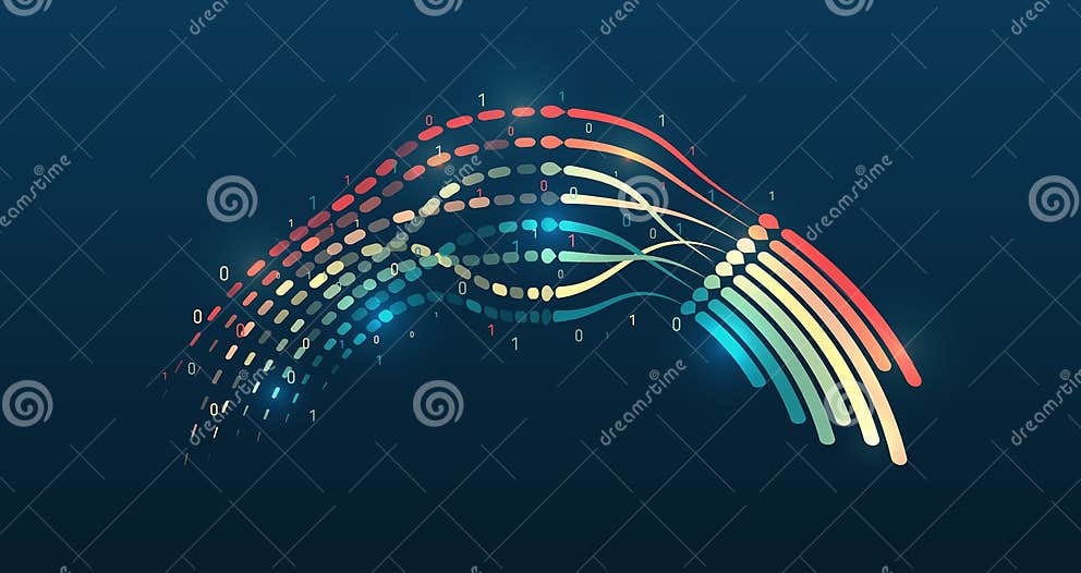 Big Data Visualization Futuristic Network Or Business Analytics Structuring The Flow Of
