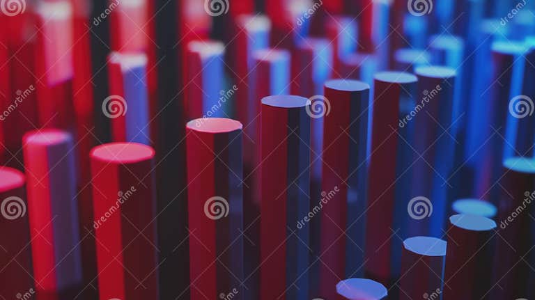 Big Data Visualization, Glowing Cylinders Representing Information Flow ...