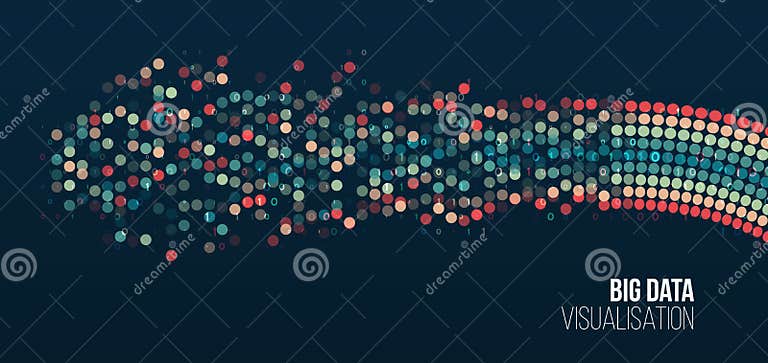 Big Data Visualization. Information Analytics Concept. Abstract Stream Information with Circles ...
