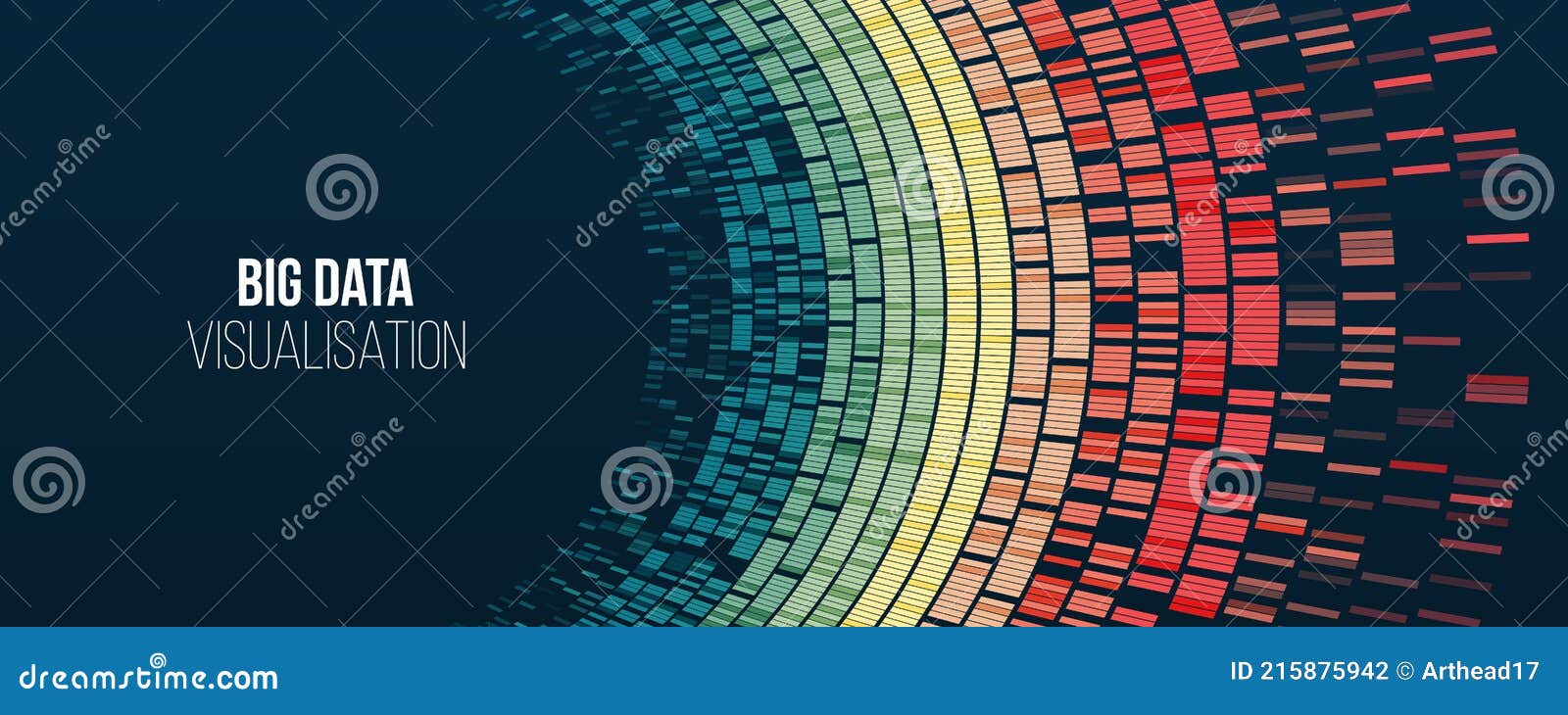 Big Data Visualization. Information Analytics Concept. Abstract Stream Information with Circles ...