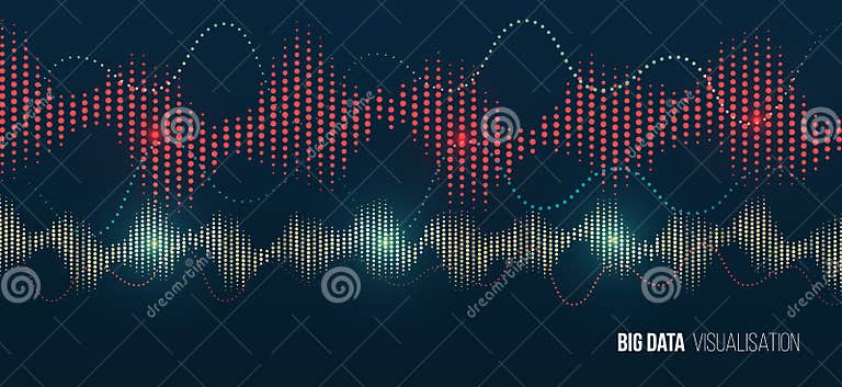 Big Data Visualization. Information Analytics Concept. Abstract Stream Information with Waves ...