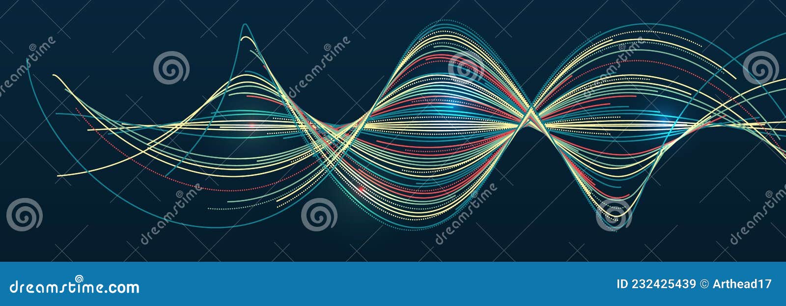 Big Data Visualization. Information Analytics Concept. Abstract Stream Information with Waves ...