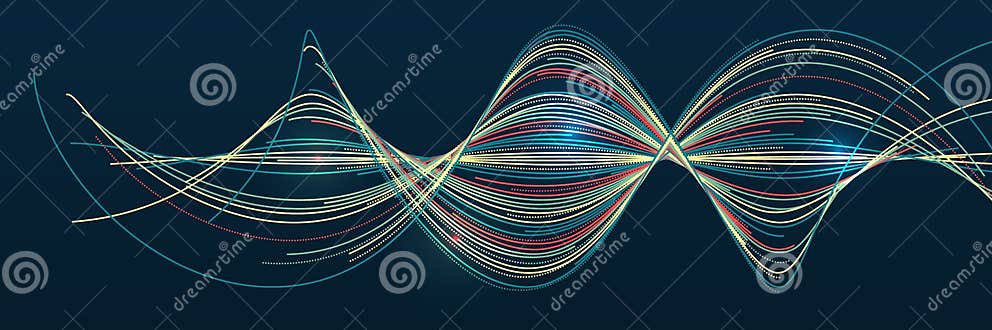 Big Data Visualization. Information Analytics Concept. Abstract Stream Information with Waves ...