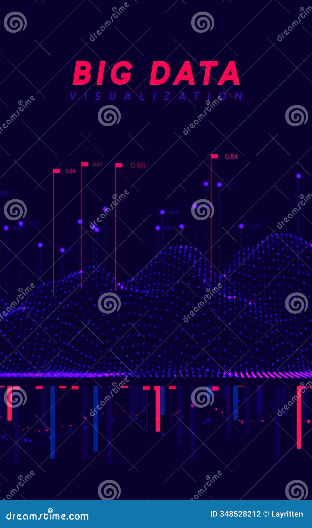 Big Data Visualization. Information Wave Technology Stock Illustration ...
