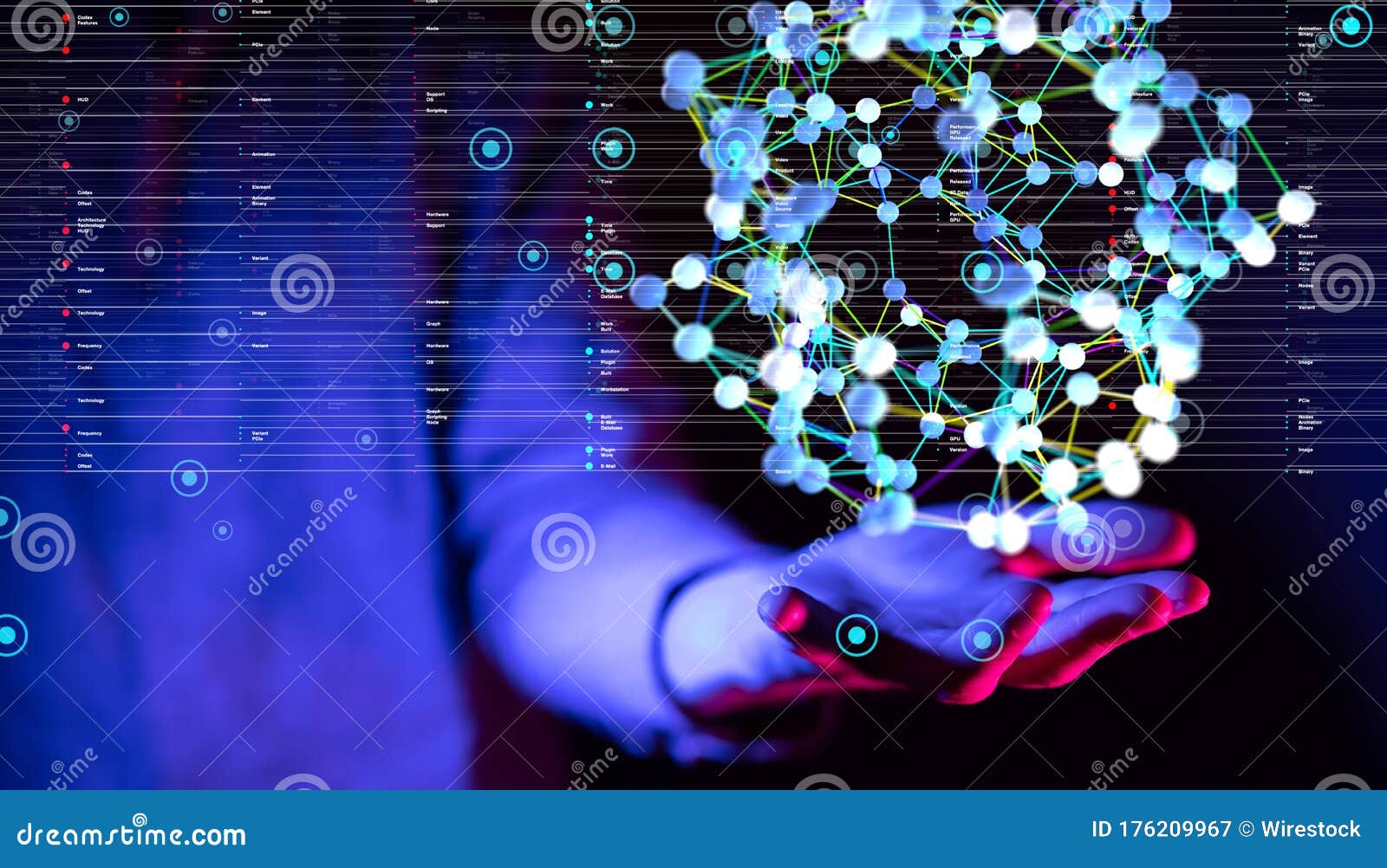 A Big Data Visualization. Network Connection Structure Stock Image ...