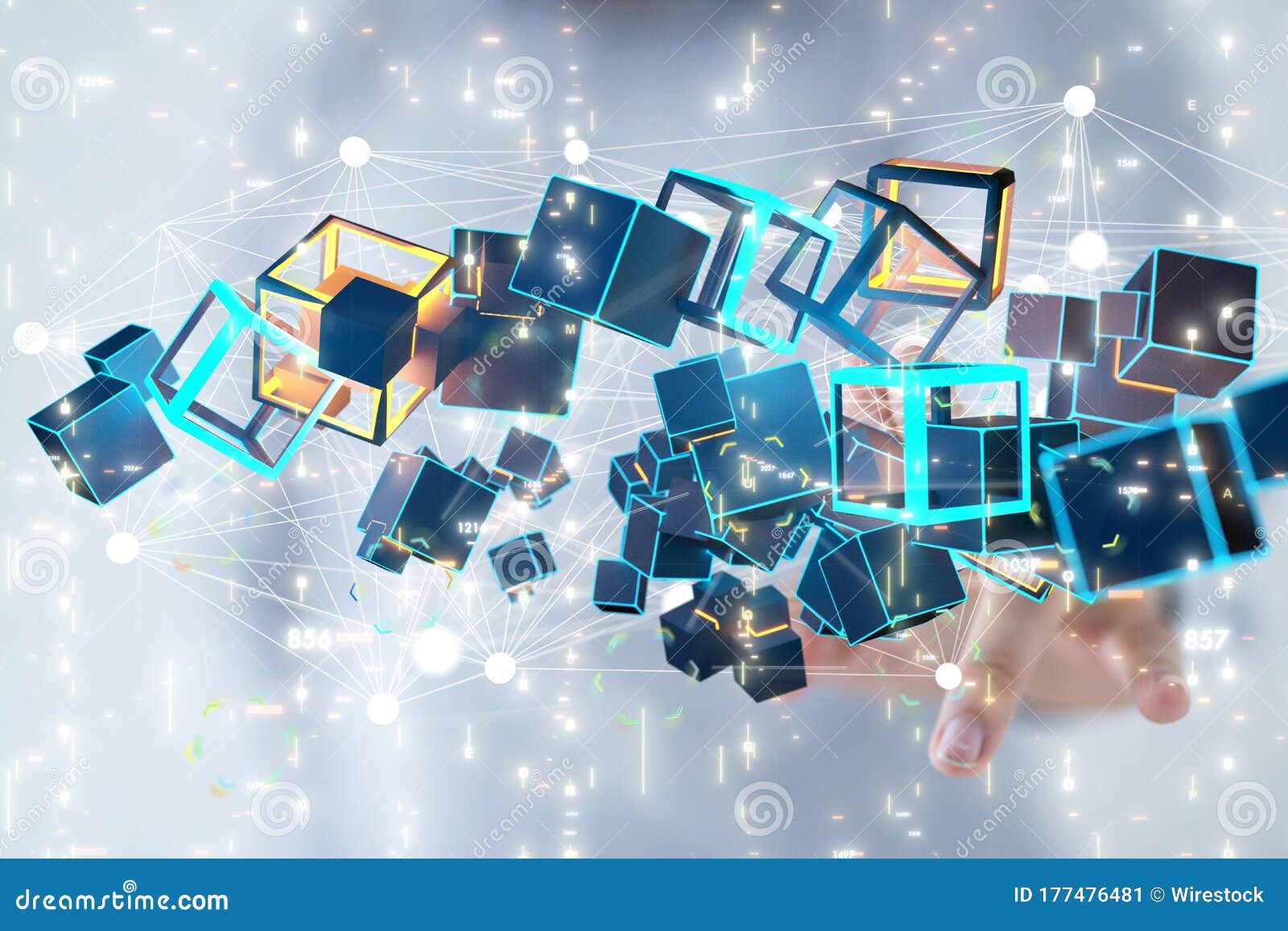 A Big Data Visualization. Network Connection Structure Stock Image ...