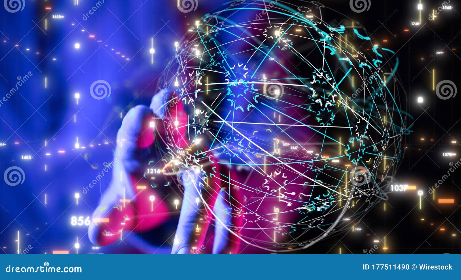 A Big Data Visualization. Network Connection Structure Stock Photo ...