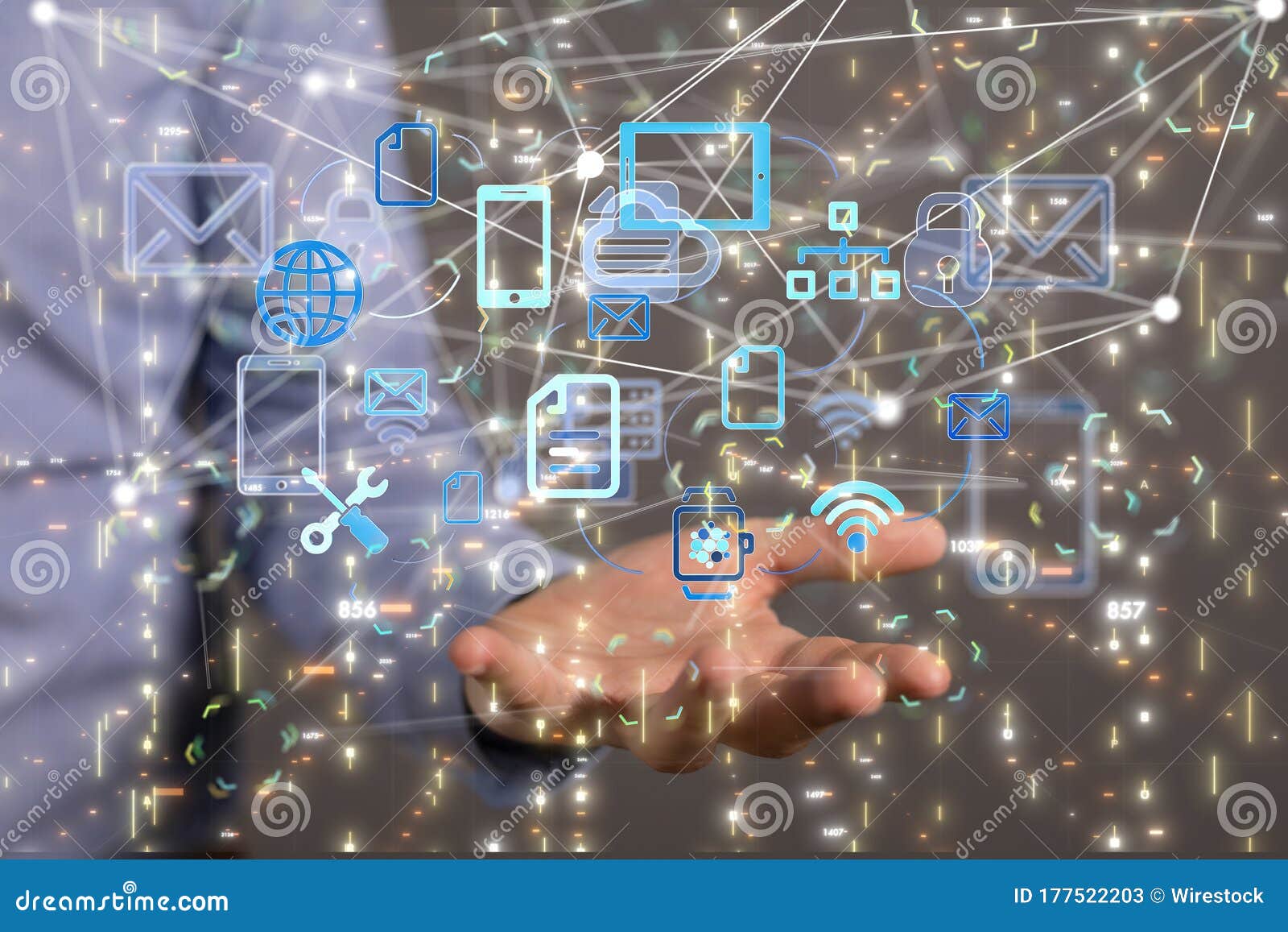 A Big Data Visualization. Network Connection Structure Stock Image ...