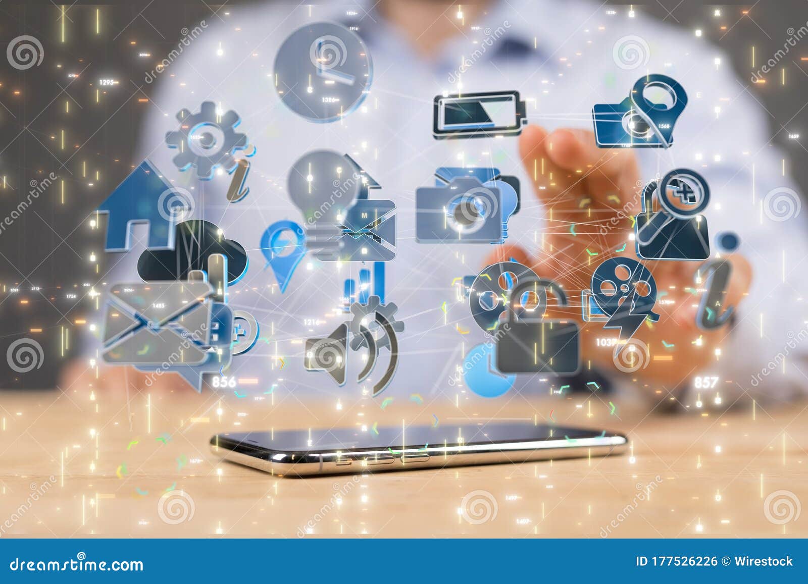 A Big Data Visualization. Network Connection Structure Stock Photo ...