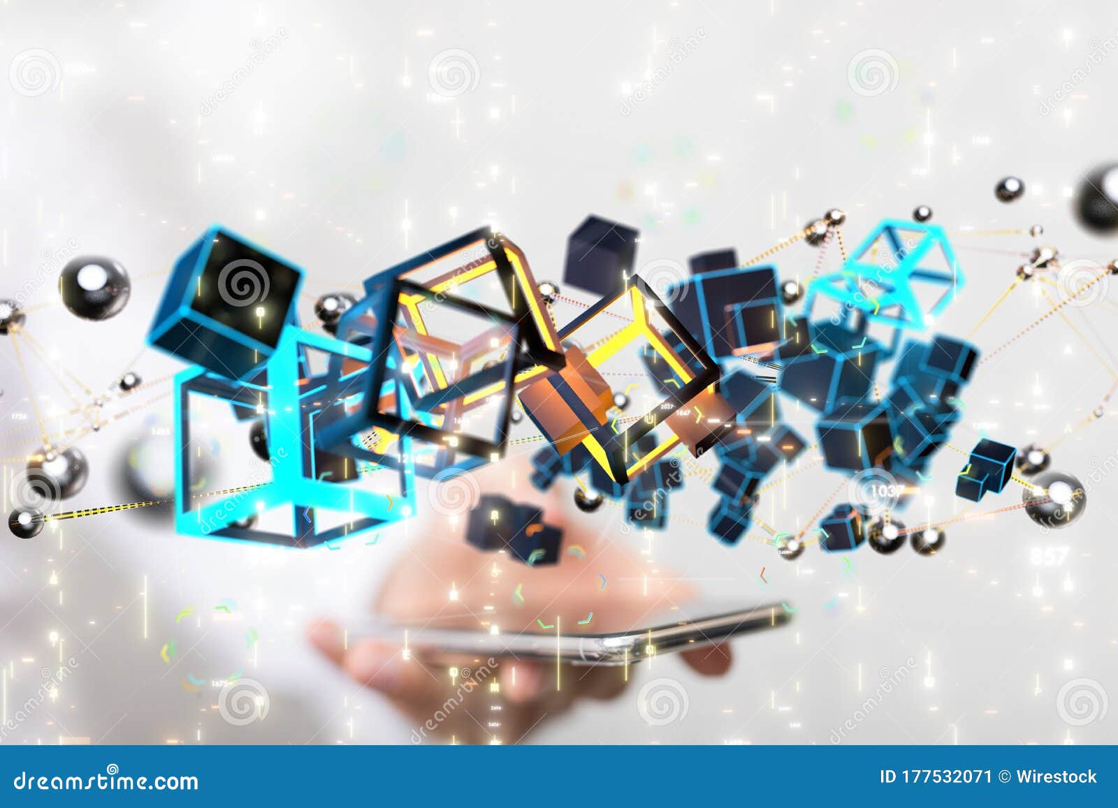 A Big Data Visualization. Network Connection Structure Stock Image ...