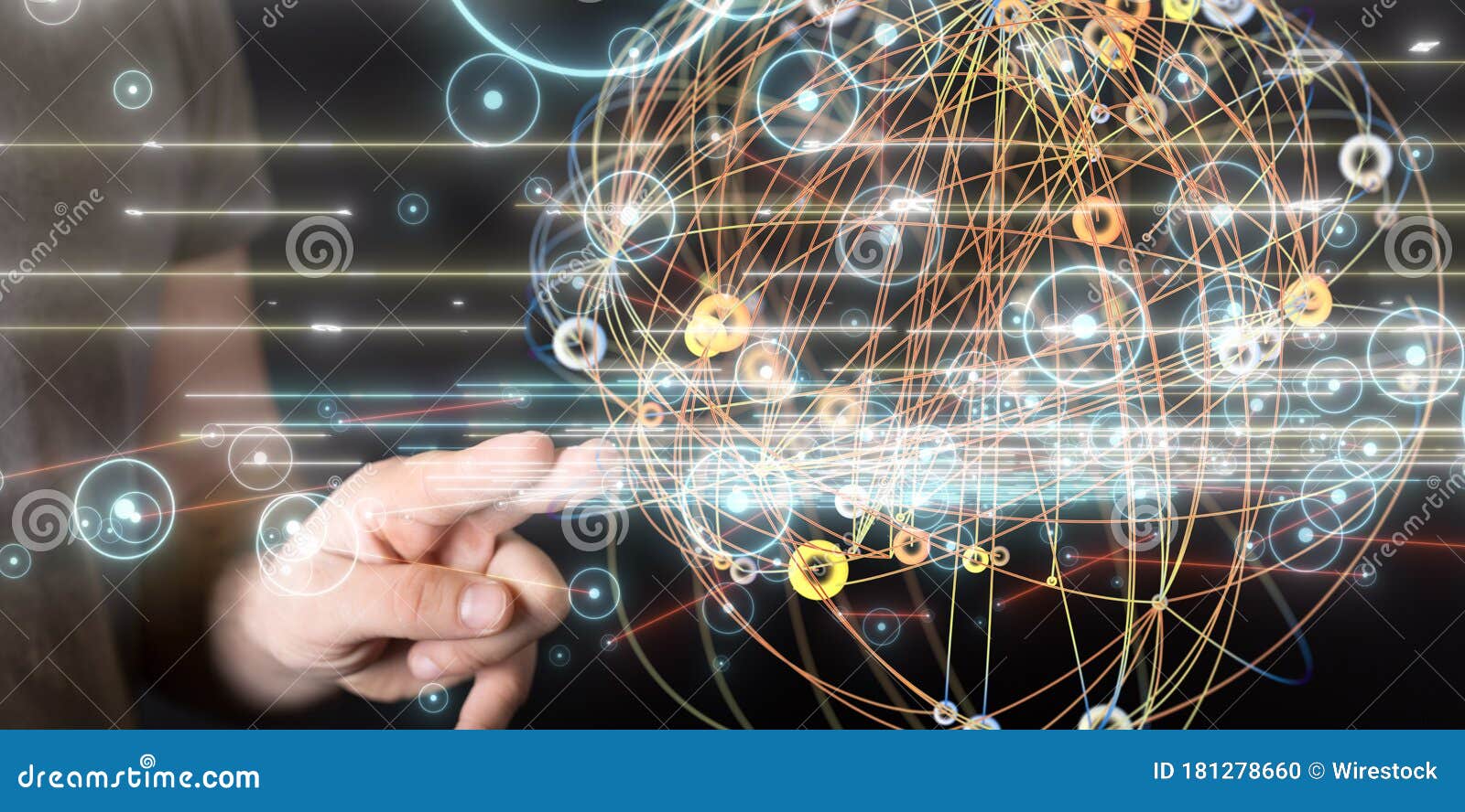 A Big Data Visualization. Network Connection Structure Stock Photo ...