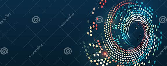 Big Data Visualization, Spiral Sign. a Dynamic Array of Information. Data Sorting Process Stock ...