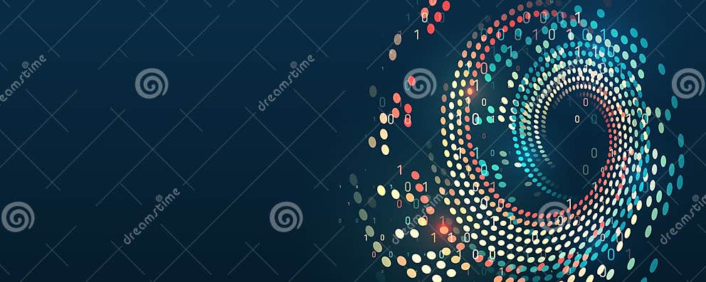 Big Data Visualization, Spiral Sign. a Dynamic Array of Information. Data Sorting Process Stock ...