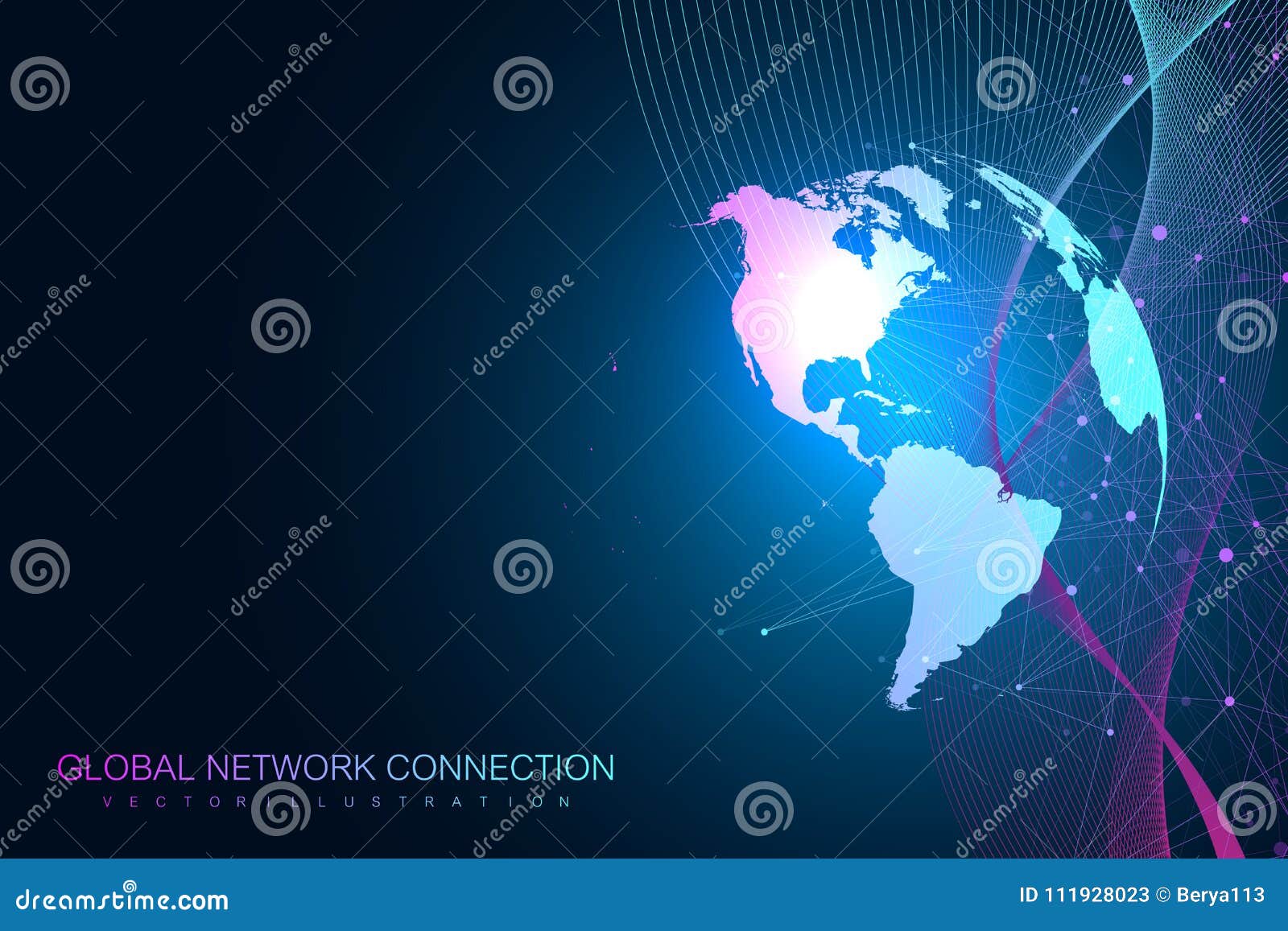 Big Data Visualization with a World Globe. Abstract Vector Background ...