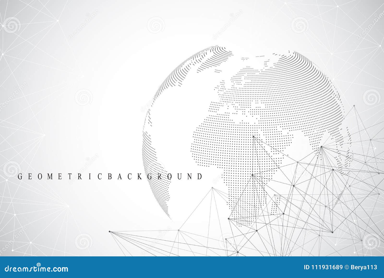 Big Data Visualization with a World Globe. Abstract Vector Background ...
