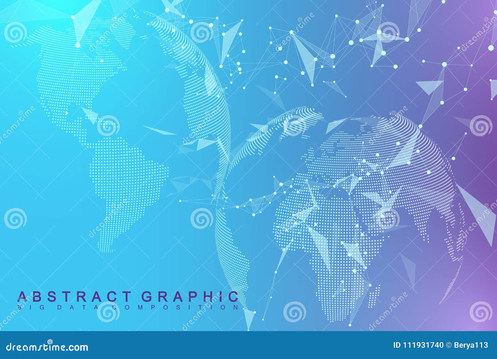 Big Data Visualization with a World Globe. Abstract Vector Background ...