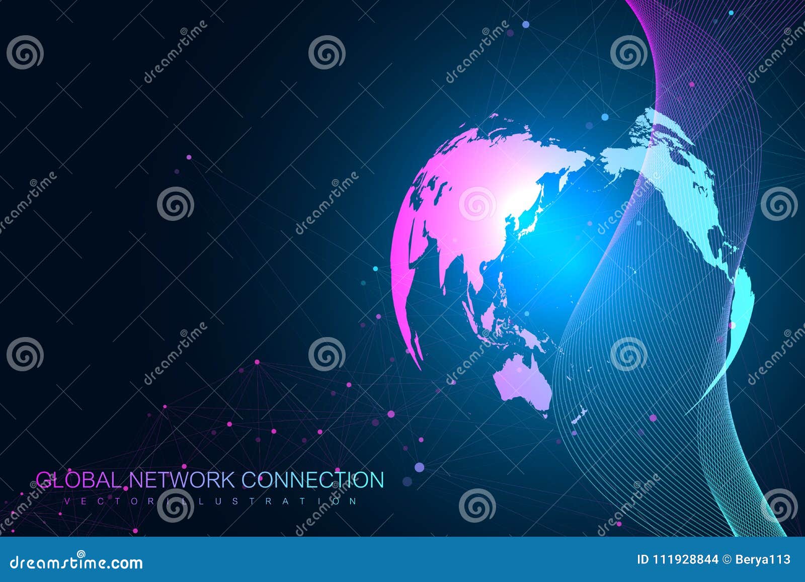 Big Data Visualization with a World Globe. Abstract Vector Background ...