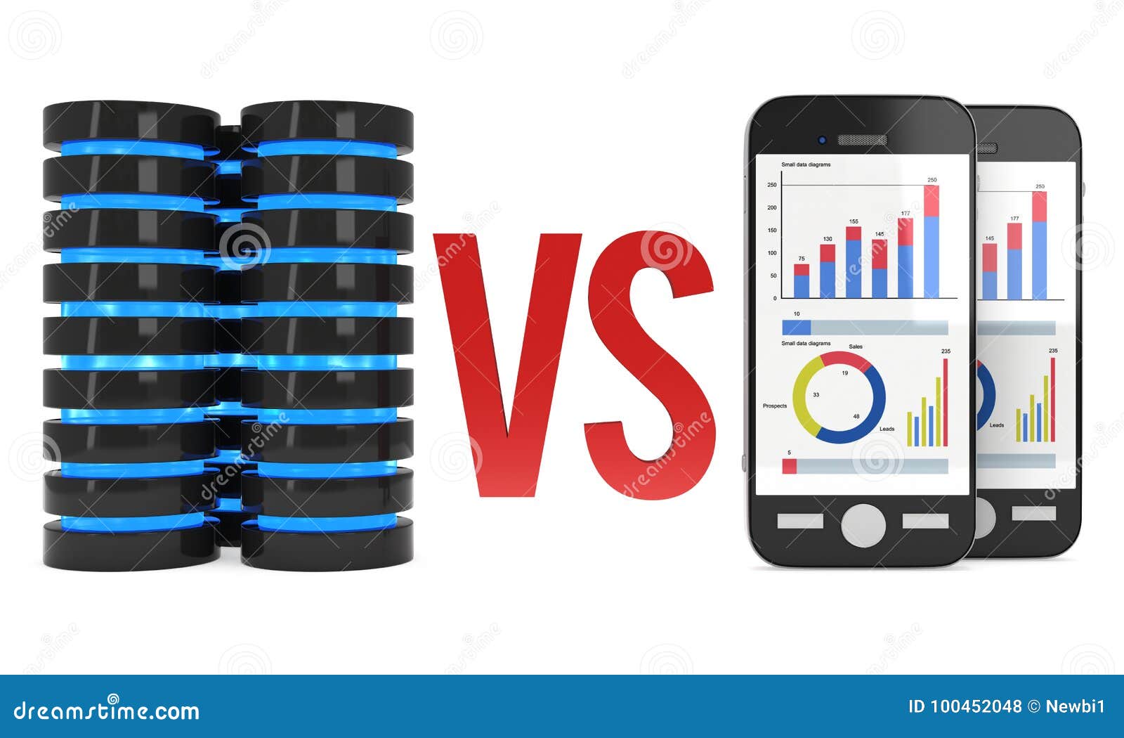Big Data VS Small Data stock illustration. Illustration of datacenter ...