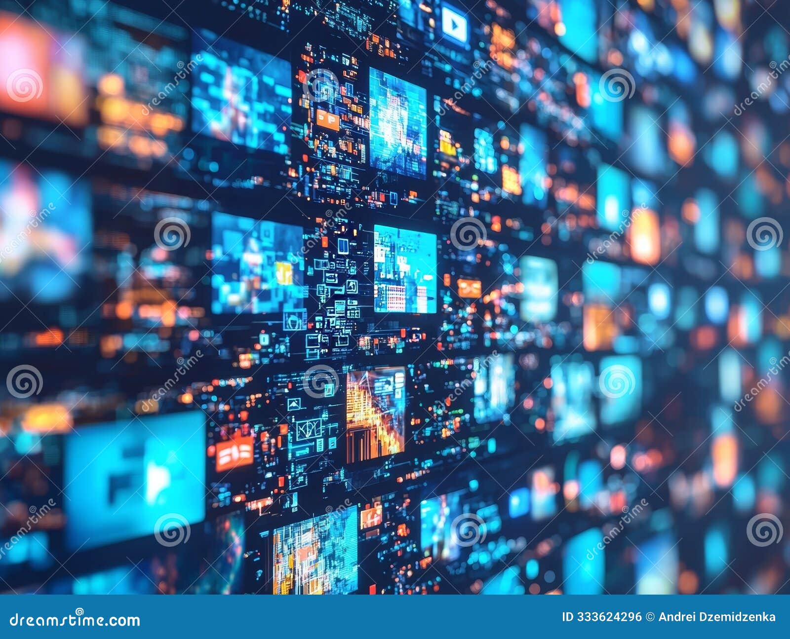 The Big Data Wall Displays Business and Financial Information Stock ...