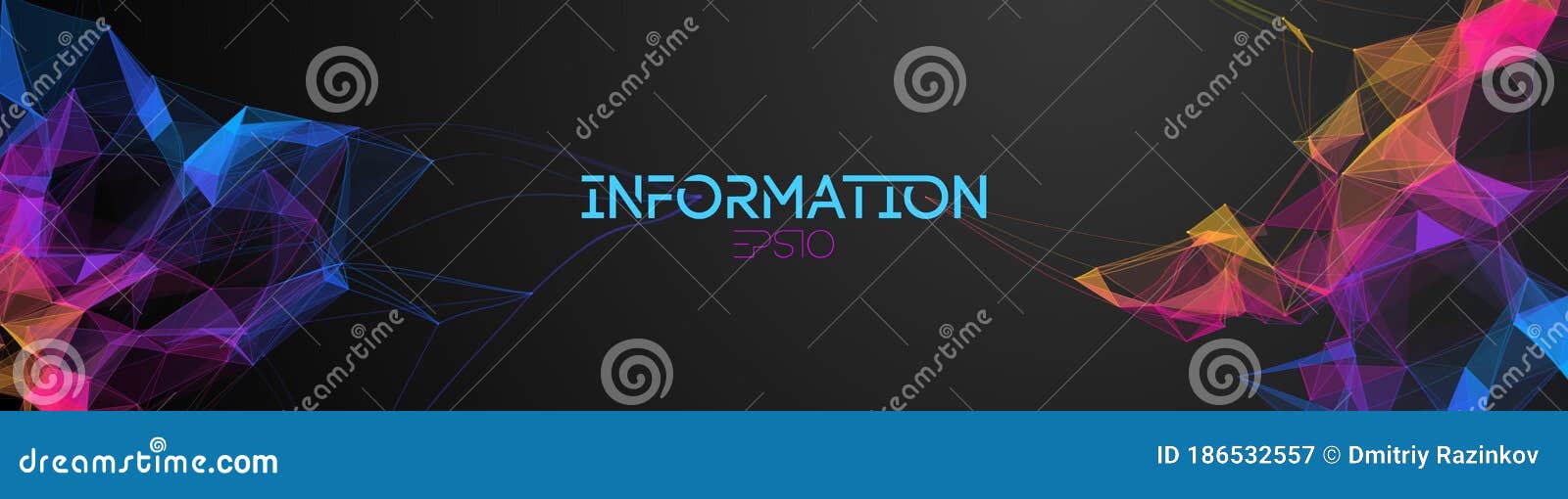 Big Data Web Banner with Colorful Triangle Particles. Information ...