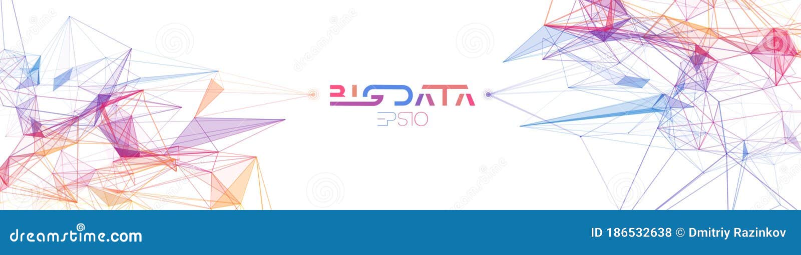 Big Data Web Banner with Colorful Triangle Particles. Information ...