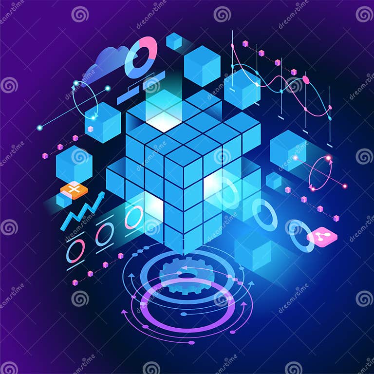 Big data Web Banner stock vector. Illustration of machine - 164823099