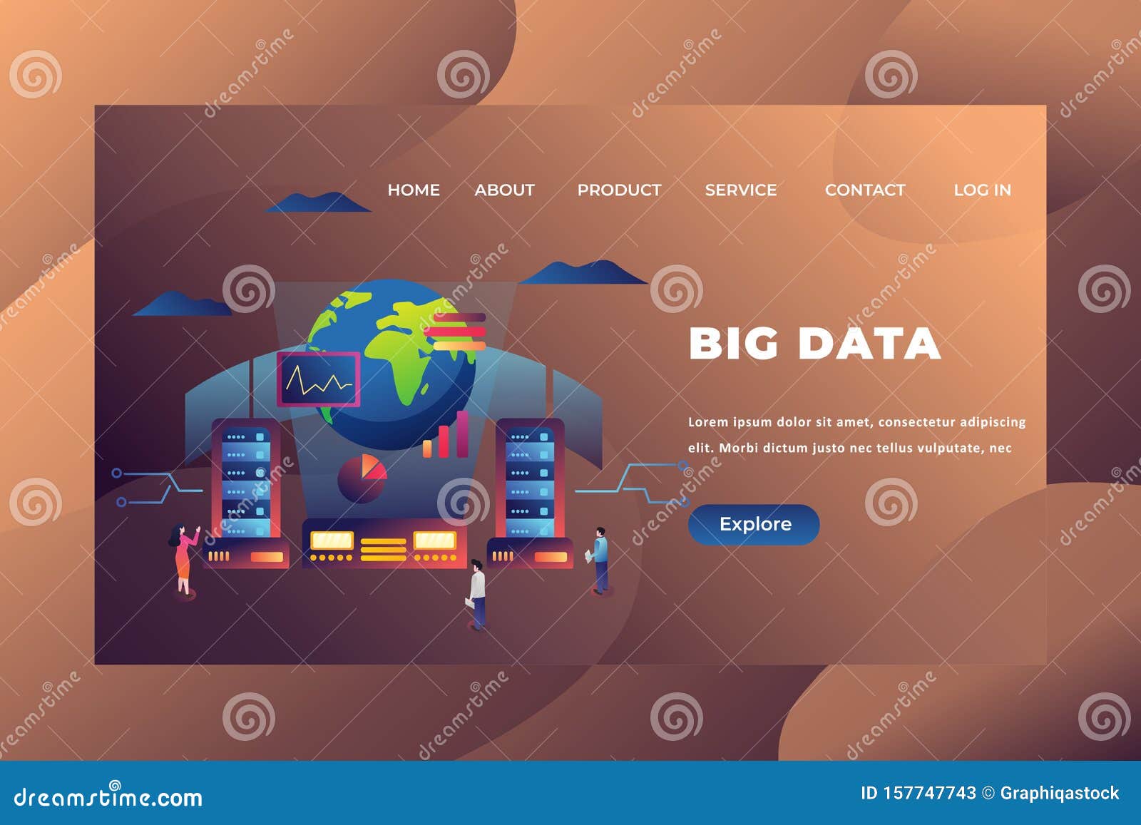 Big Data - Web Page Header Landing Page Template Illustration Stock ...