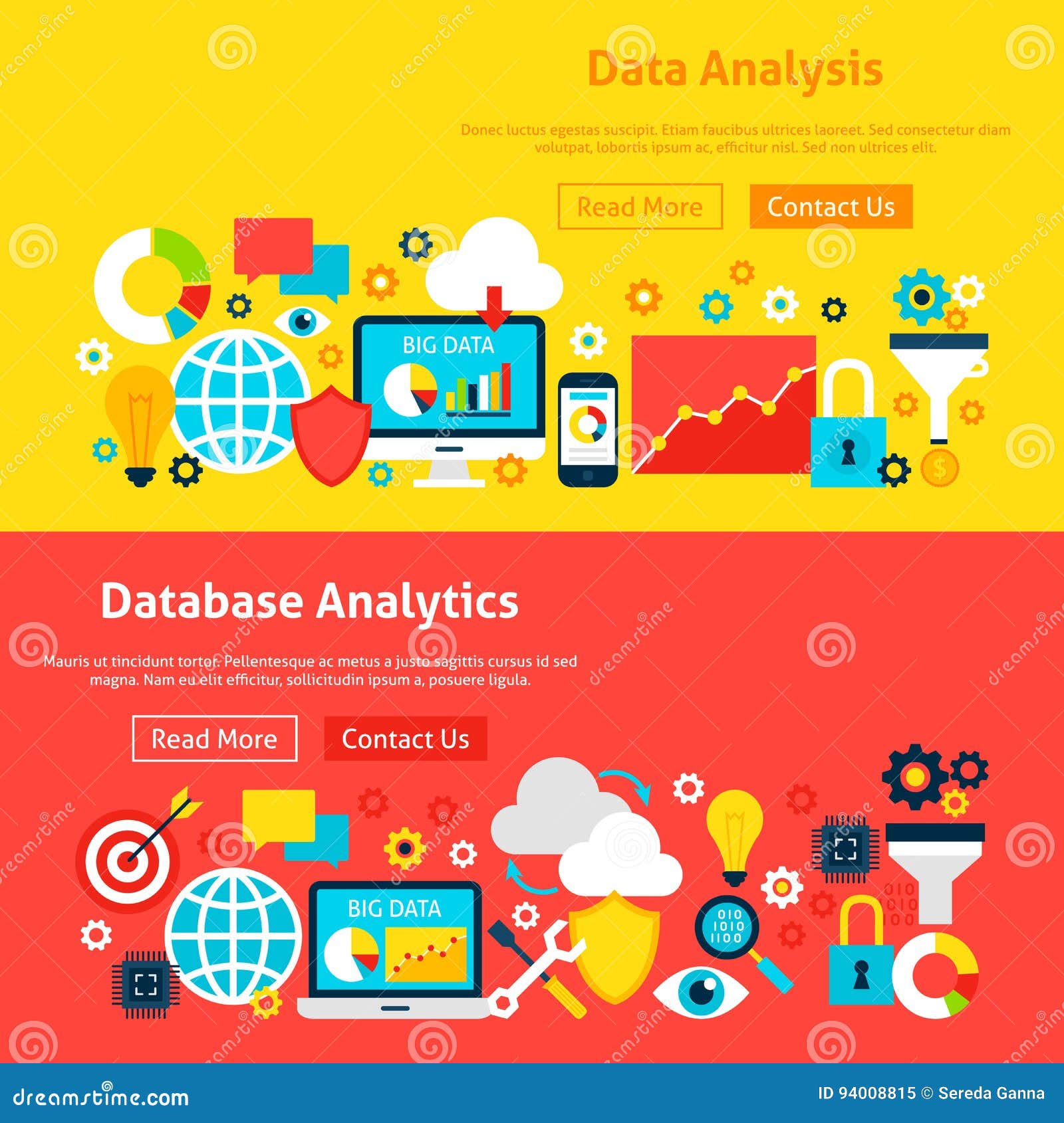 Big Data Website Banners stock vector. Illustration of icon - 94008815