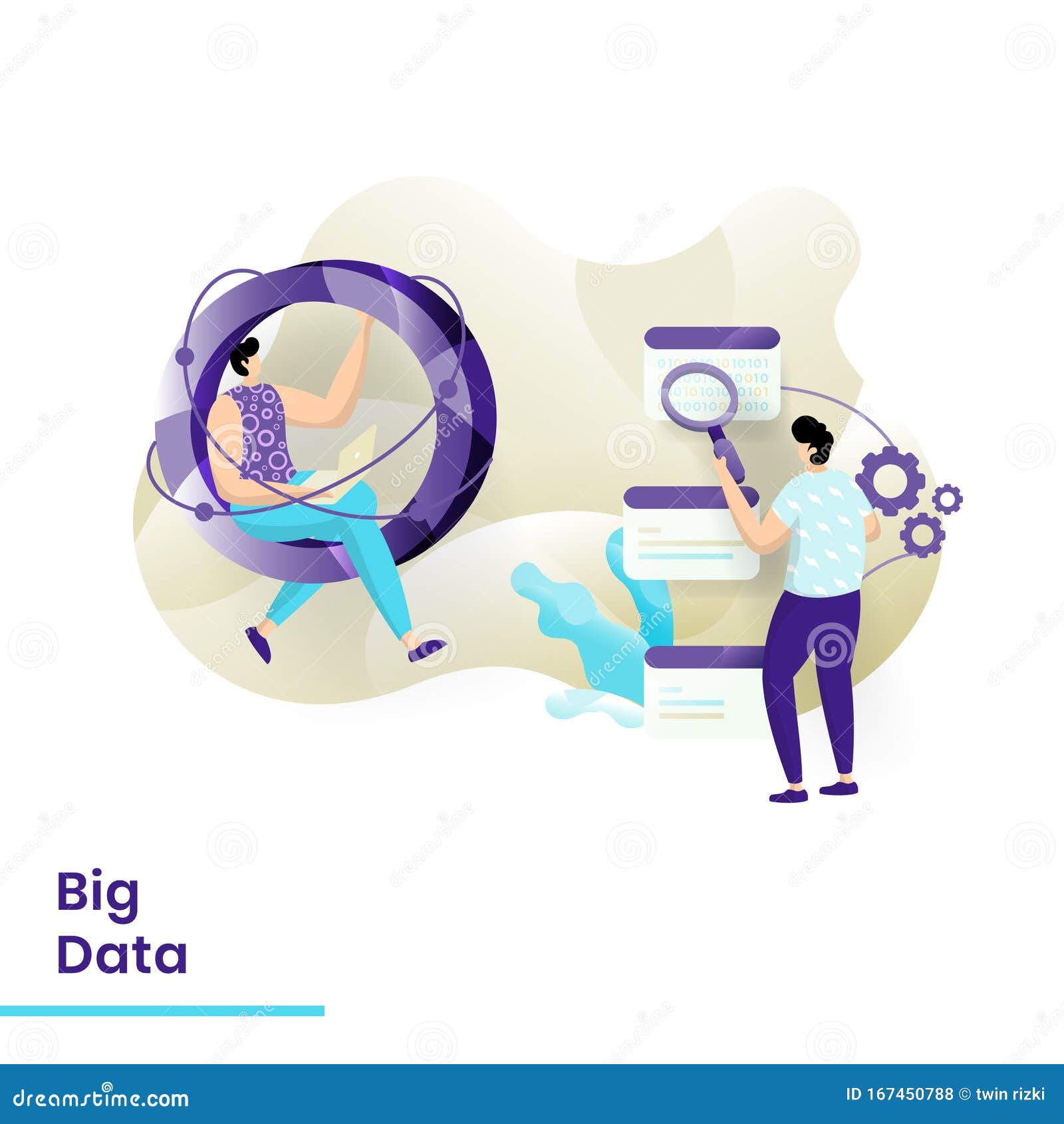 Big Data Website Template Design. Landing Page Modern Flat Concept of ...
