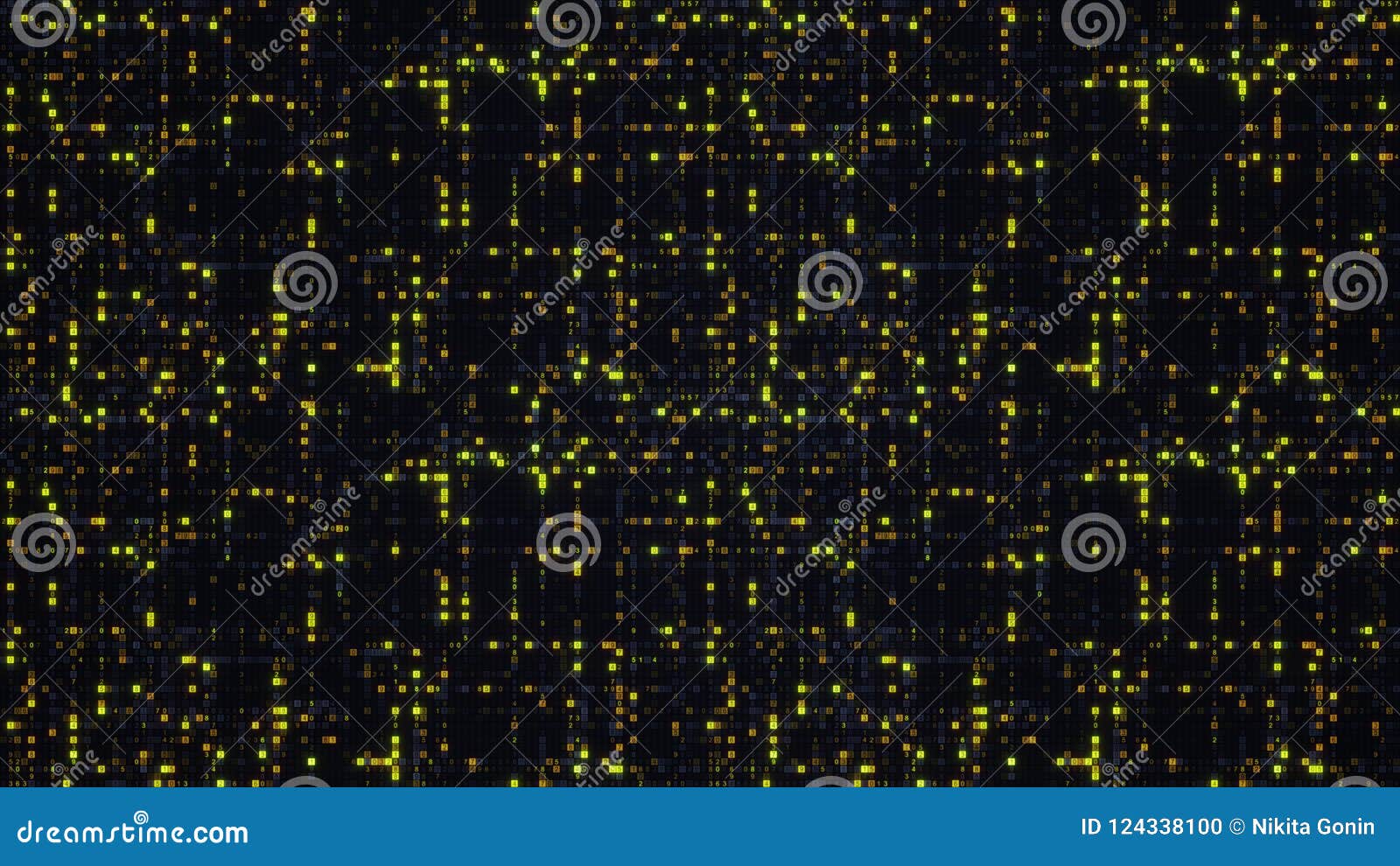 Big Data of Yellow Numbers Digital Code Stock Illustration ...