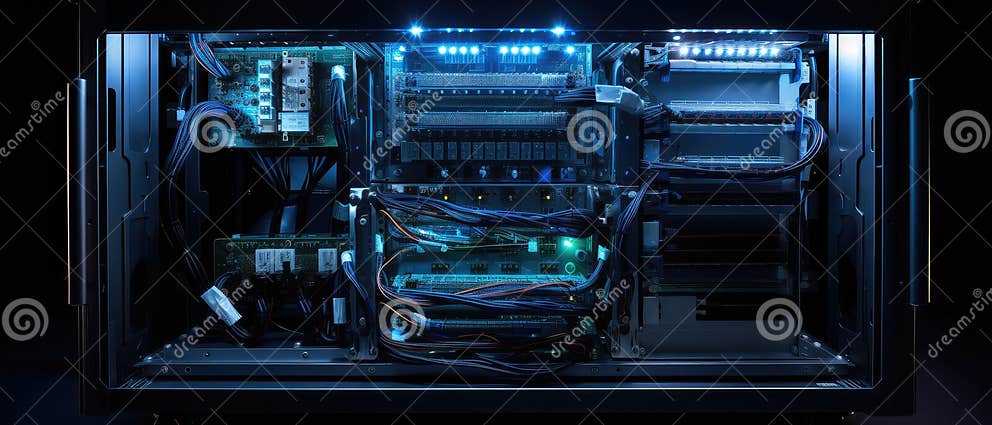 Big Database Box Cloud Servers Connection with Colorful Fiber Optic ...