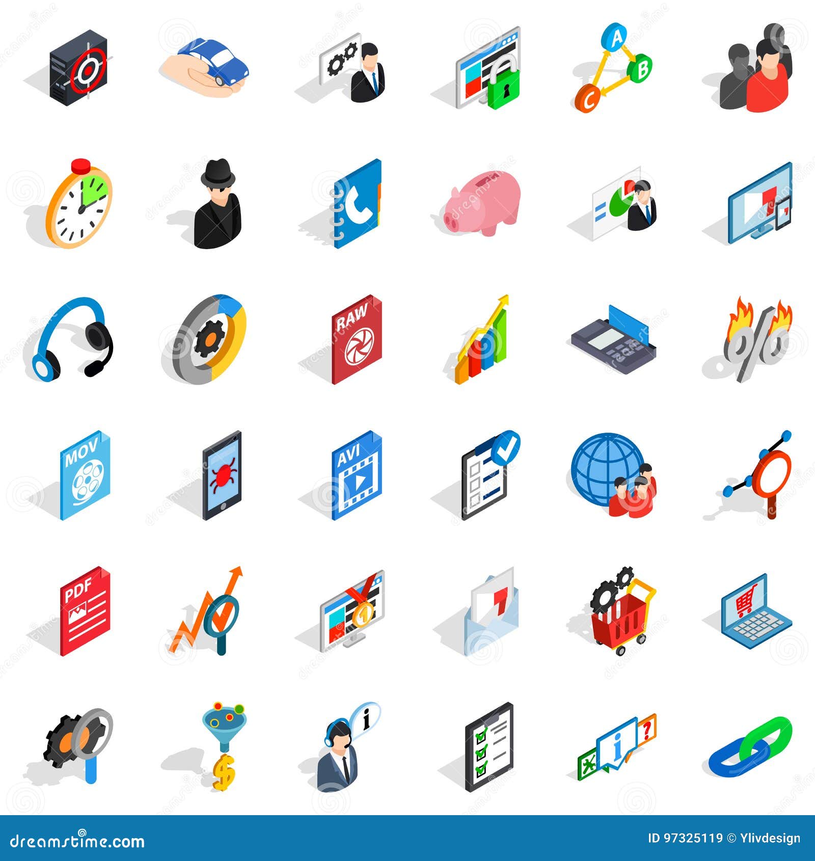Big Database Icons Set, Isometric Style Stock Vector - Illustration of ...