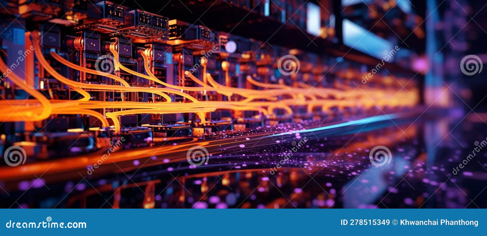 Big Database Servers Connection with Fiber Optic Cable Internet, AI ...