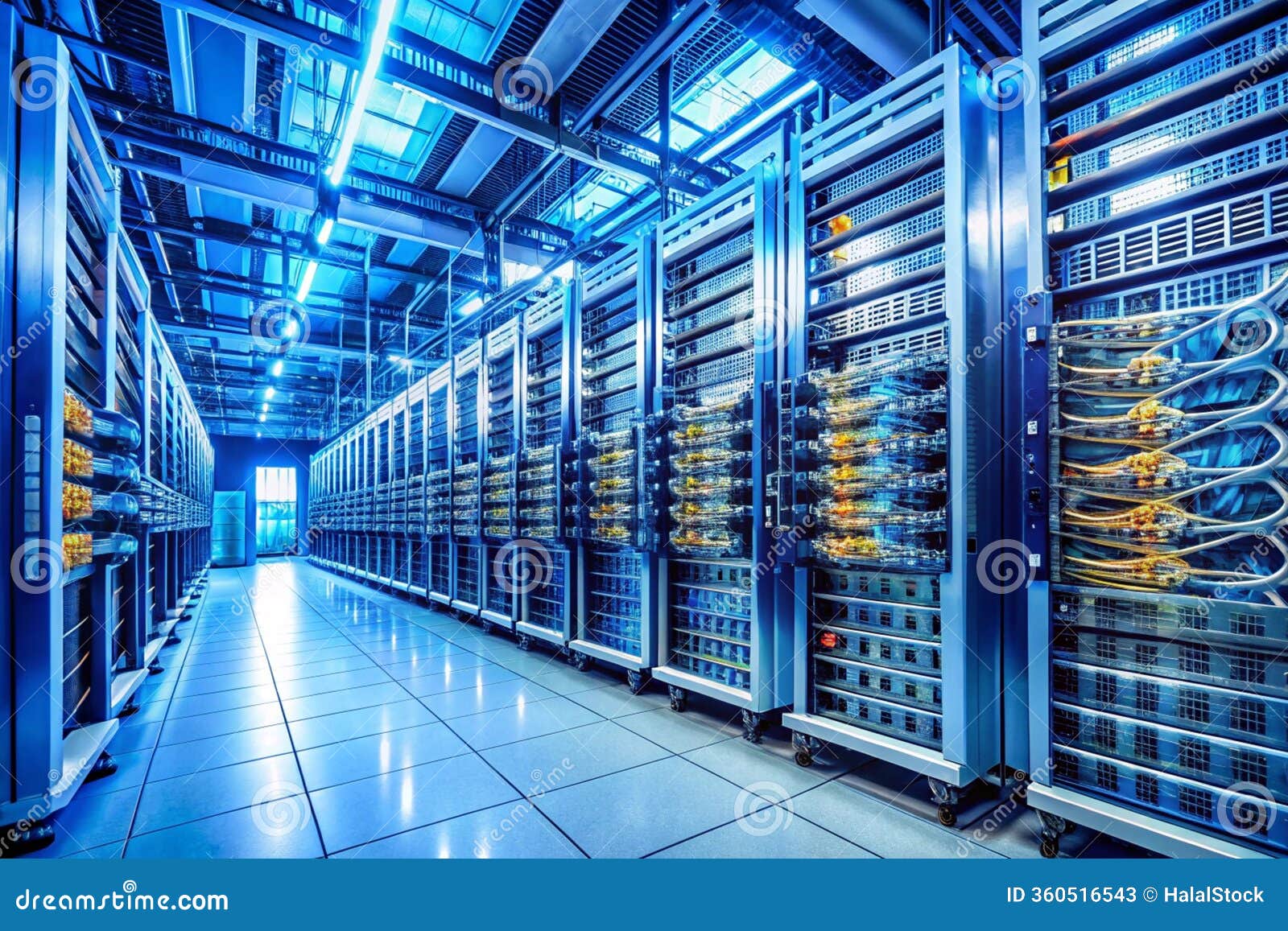 Big Datacenter: Connected Servers and Internet Cables Stock ...