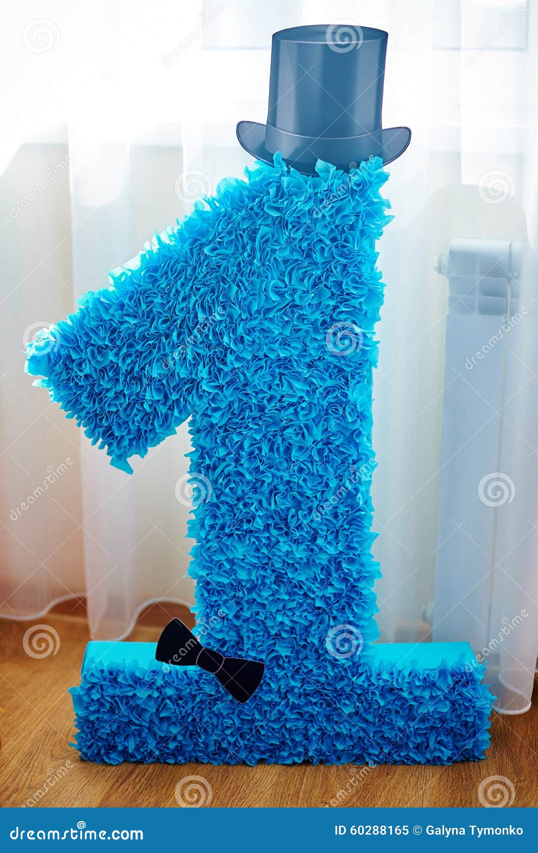 Big Decorated Number 1 with Black Hat for a Birthday Stock Image ...