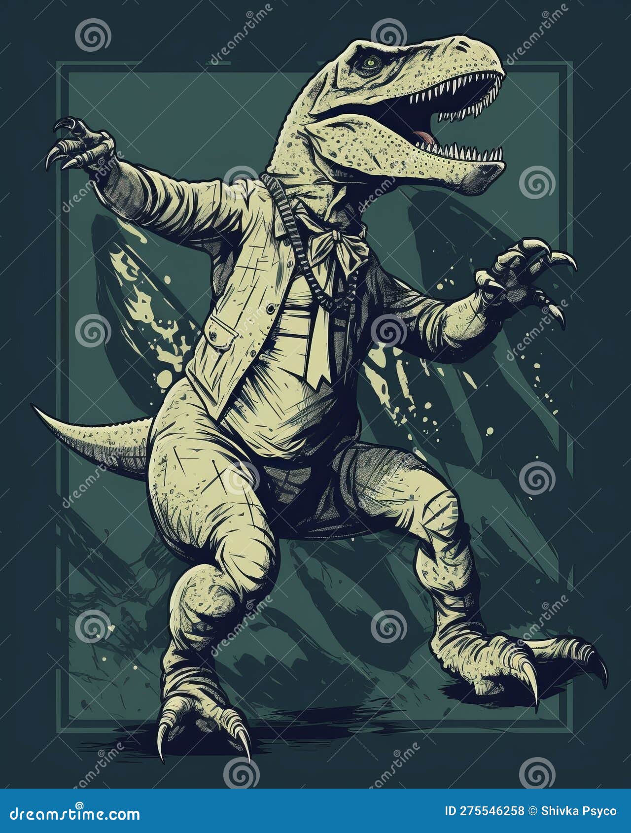 A Big Designer Dinosaur Dancing Generative AI Stock Illustration ...