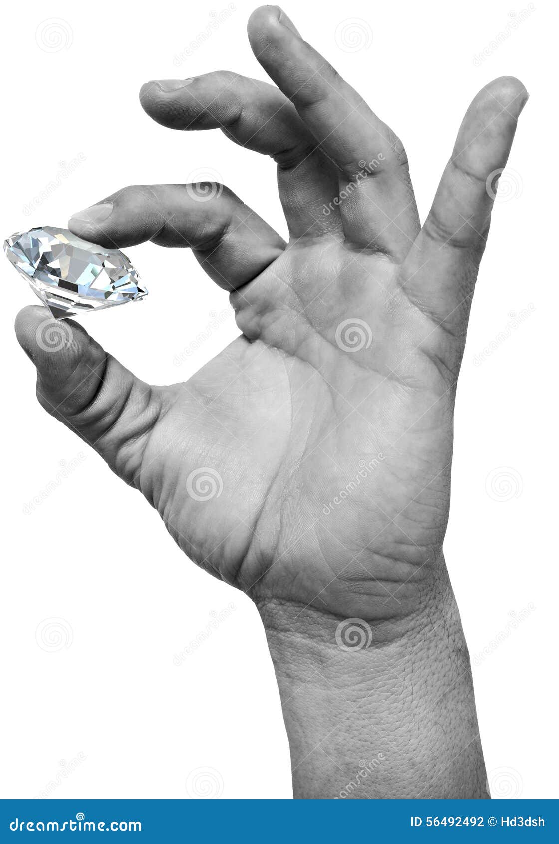 Big diamond in man s hand. stock photo. Image of treasure - 56492492