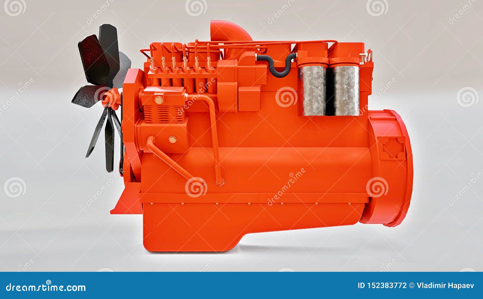 A Big Diesel Engine with the Truck Depicted. 3d Rendering. Stock ...