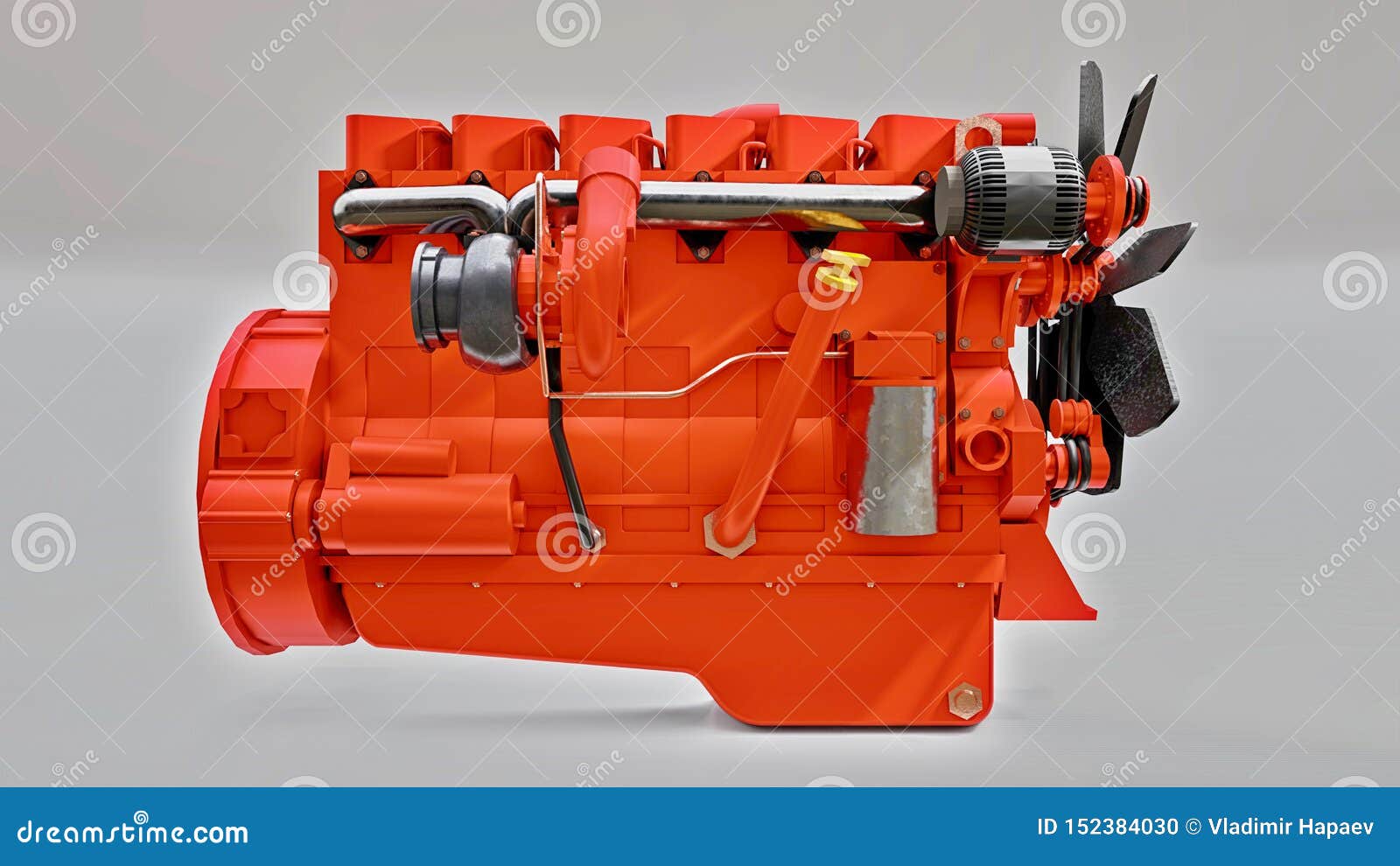 A Big Diesel Engine with the Truck Depicted. 3d Rendering. Stock ...