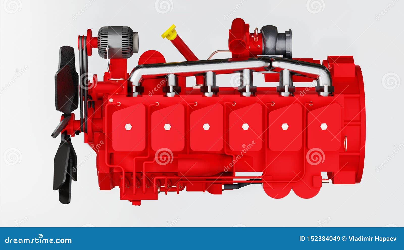 A Big Diesel Engine with the Truck Depicted. 3d Rendering. Stock ...