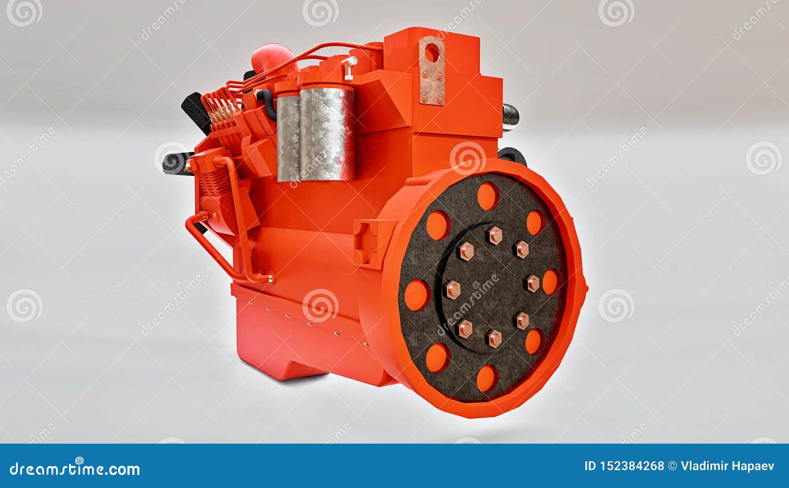 A Big Diesel Engine with the Truck Depicted. 3d Rendering. Stock ...